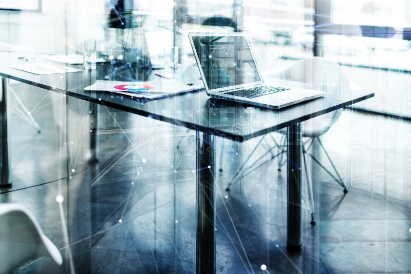 Modern Office with Graph Sheets and Laptop on a Desk Stock Photo ...
