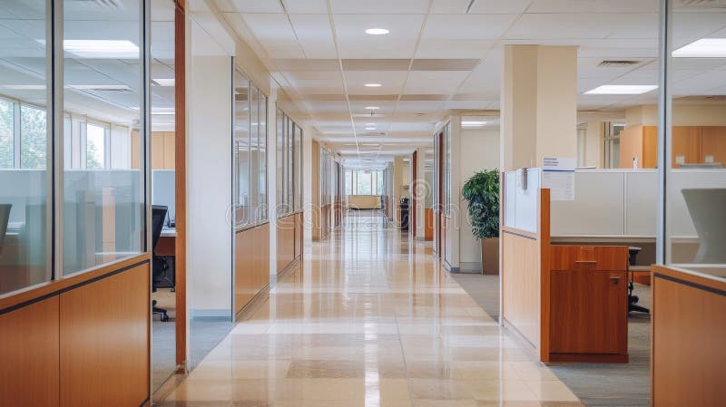 Modern Office Hallway Interior Design Stock Illustration - Illustration ...