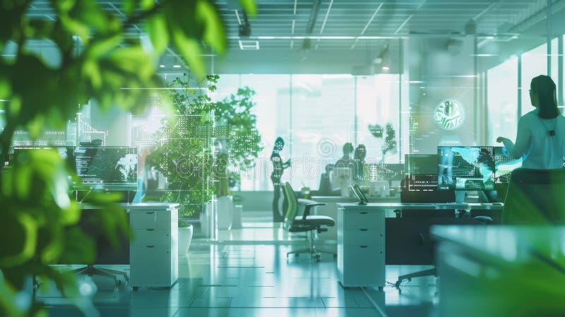 Modern Office with Humans and AI Working Side by Side AIG60 Stock Photo ...