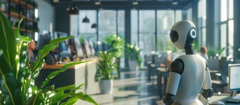 Modern Office with Humans and AI Working Side by Side AIG60 Stock Image ...