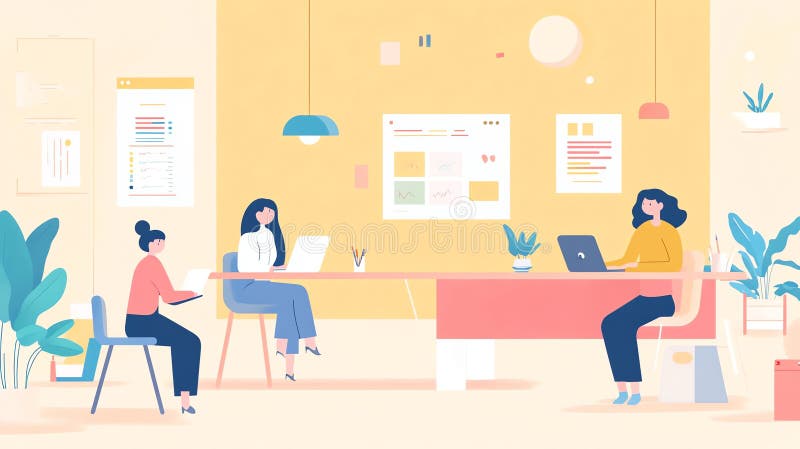 Modern Office Illustration Teamwork Collaboration Stock Image - Image ...