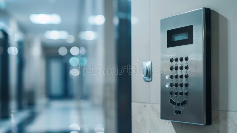 Modern Office Intercom System in Hallway Stock Illustration ...