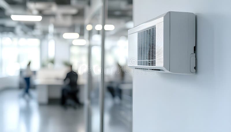 Modern Office Interior with Air Conditioning Unit. Climate Control System Provides Comfort ...