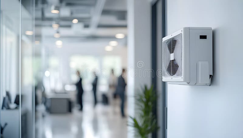 Modern Office Interior with Air Conditioning Unit. Climate Control System Provides Comfort ...
