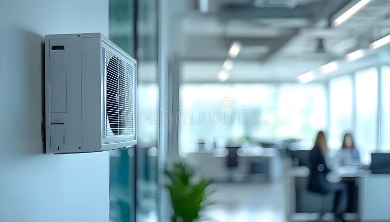 Modern Office Interior with Air Conditioning Unit. Climate Control System Provides Comfort ...