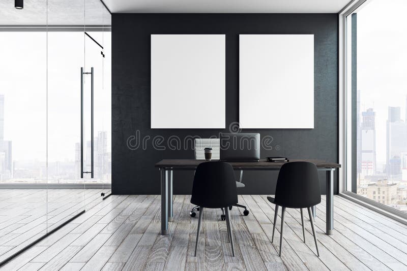 Modern Office Interior with Billboard Stock Illustration - Illustration ...