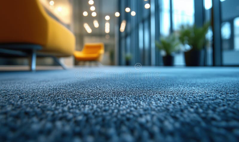 Modern Office Interior Blue Carpet Vibrant Orange Seating Area Stock ...