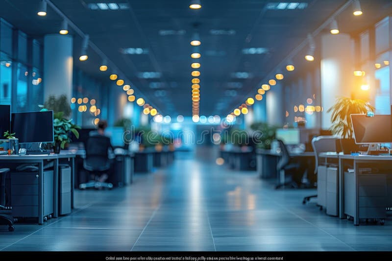 Busy Layout of Contemporary Cubicle Office with Employees Engaging in ...