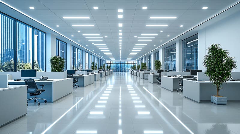 Modern Office Interior with Bright Lighting and Spacious Layout ...