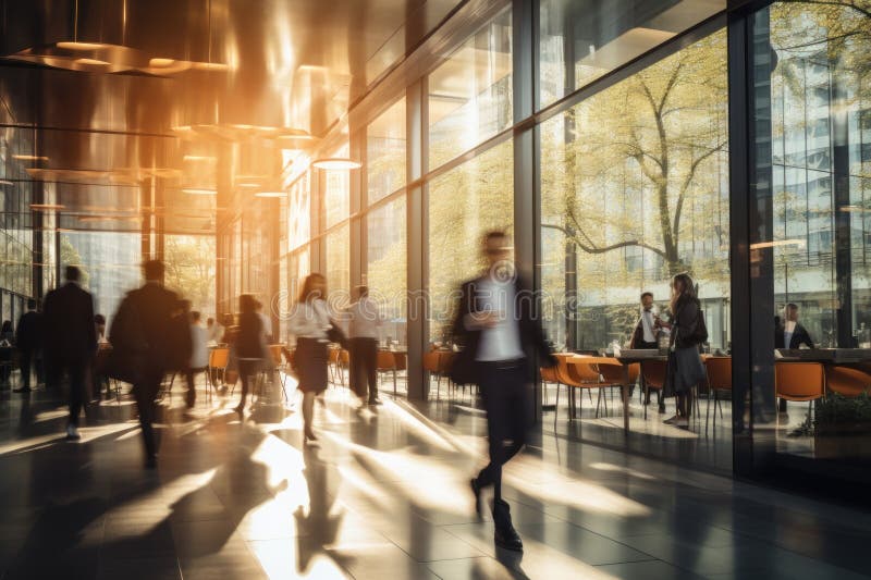 Modern Office Interior with Busy Business People Walking Around ...