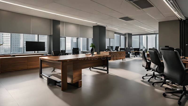 Modern Office Interior with Cityscape View Stock Video - Video of ...