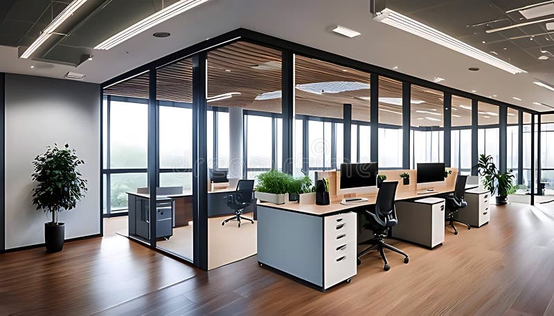 Modern Office Interior with Clean Layout. Stock Illustration ...