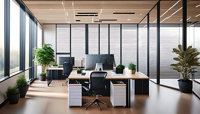Modern Office Interior with Clean Layout. Stock Illustration ...