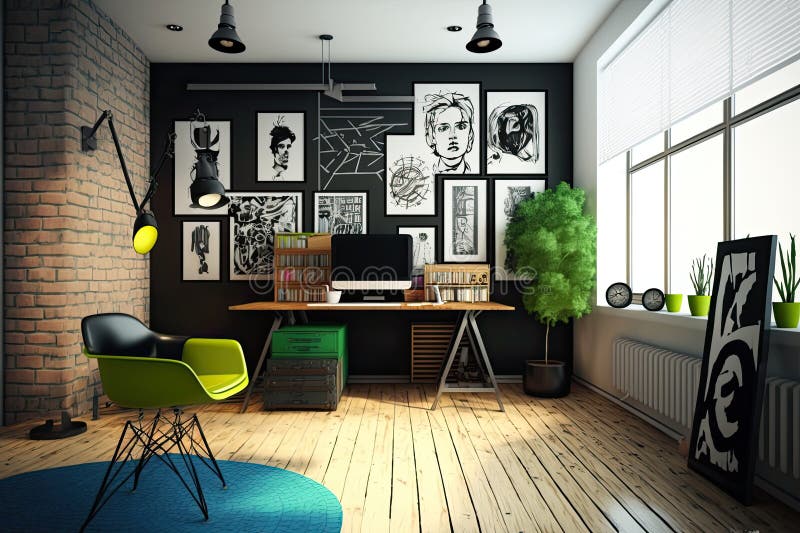 Modern Office Interior Design. Artistic Contemporary Workspace ...
