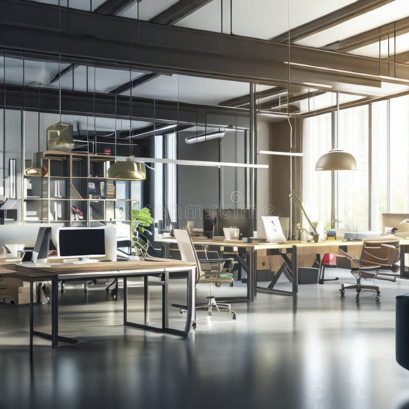 Modern Office Interior Design, Contemporary Business Workspace ...