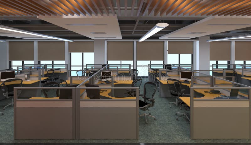 The Modern Office Interior Design 3d Illustration Stock Illustration ...