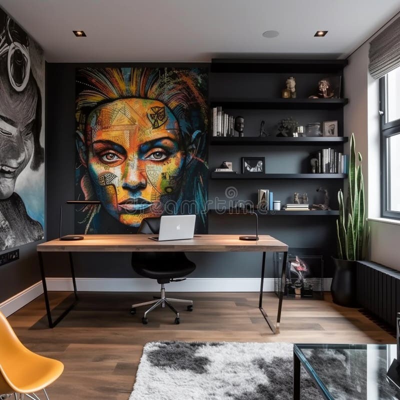 Modern Office Interior Design. 3d Rendering Mock Up Stock Illustration - Illustration of wall ...