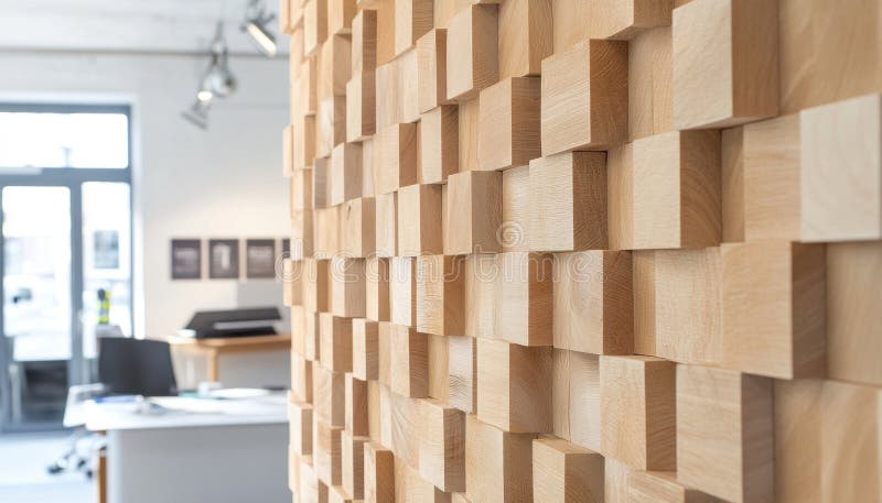 Modern Office Interior Design Featuring Textured Wooden Wall Covering ...