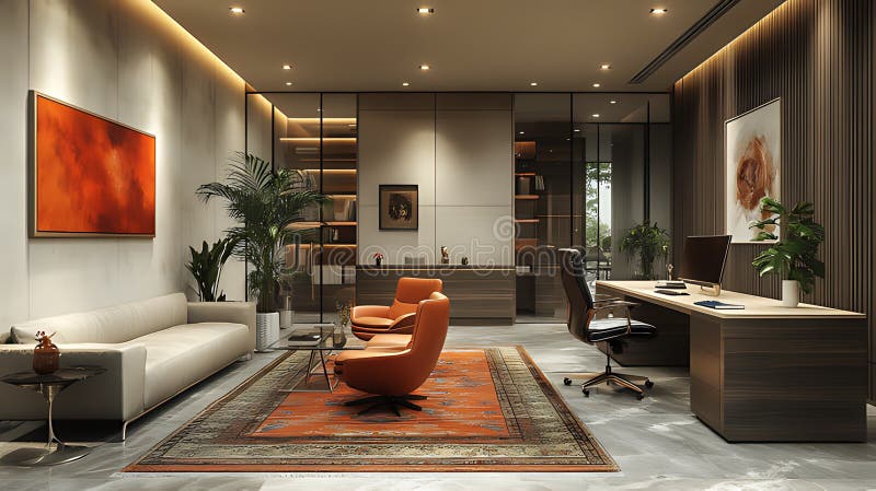 Modern Office Interior Design, Luxury Workspace, City View Stock ...