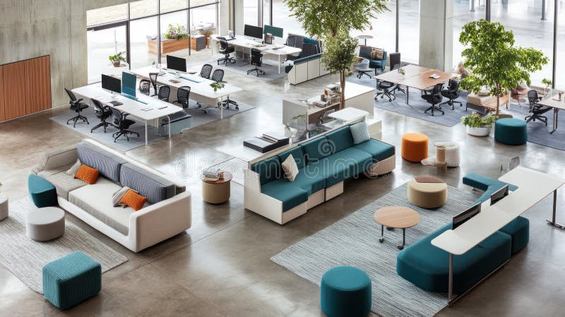 Modern Office Interior Design with Open Workspace, Comfortable Seating ...