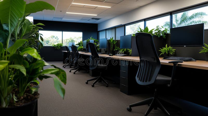 Modern Office Interior Design. Plants and Natural Materials ...