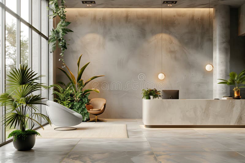Modern Office Interior Design. Plants and Natural Materials ...