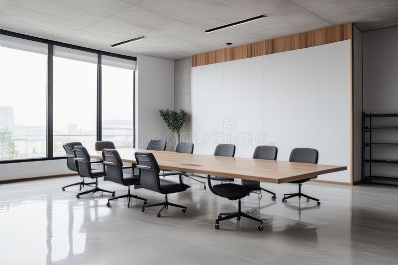 Modern Office Interior Design with Window View Stock Illustration ...