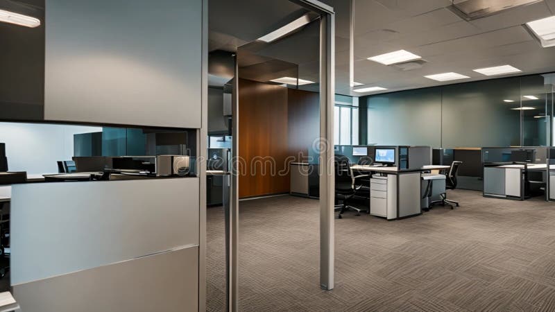 Modern Office Interior with Desks and Computers Stock Footage - Video ...