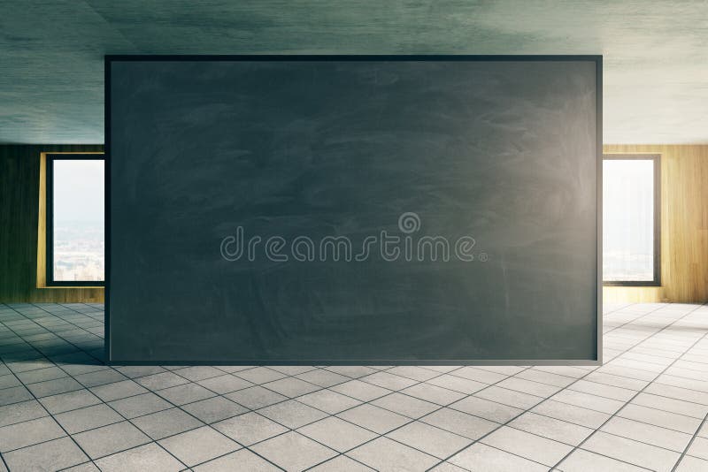 Modern Office with Empty Blackboard Stock Illustration - Illustration ...