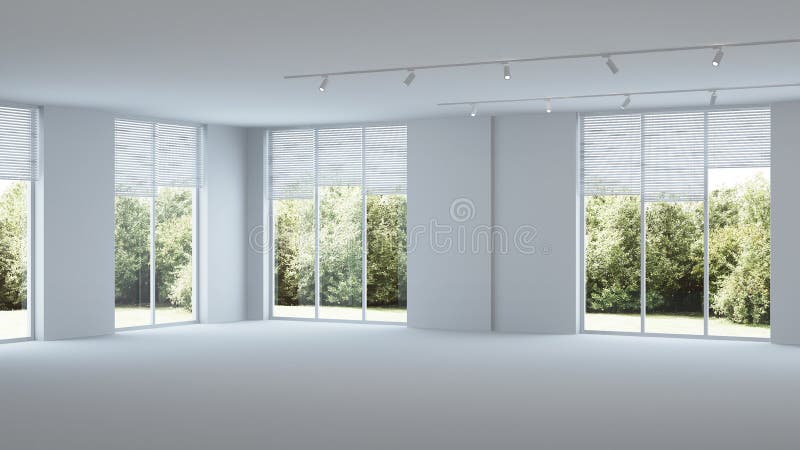 Interior of an Empty Commercial Building with White Walls. Office Space ...