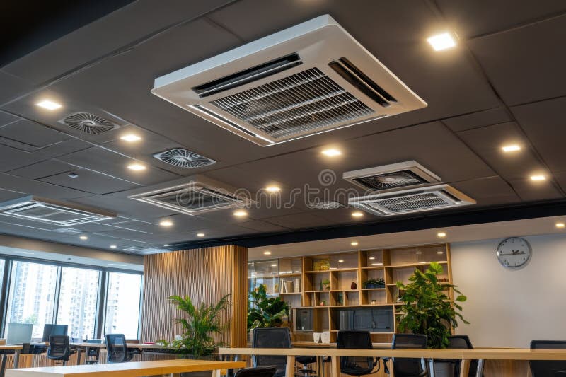 Modern Office Interior Featuring Advanced Air Conditioning Units and ...