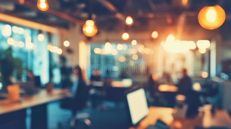 Modern Office Interior Featuring Collaborative Work and Blurred ...