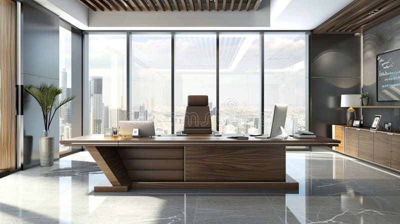 A Modern Office Interior Featuring a Sleek Work Desk Positioned Near a ...