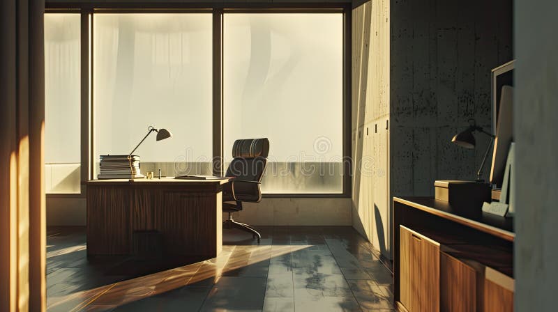 A Modern Office Interior Featuring a Sleek Work Desk Positioned Near a ...