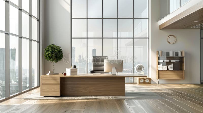 A Modern Office Interior Featuring a Sleek Work Desk Positioned Near a ...