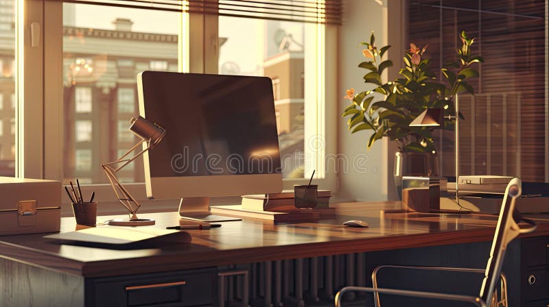 A Modern Office Interior Featuring a Sleek Work Desk Positioned Near a ...