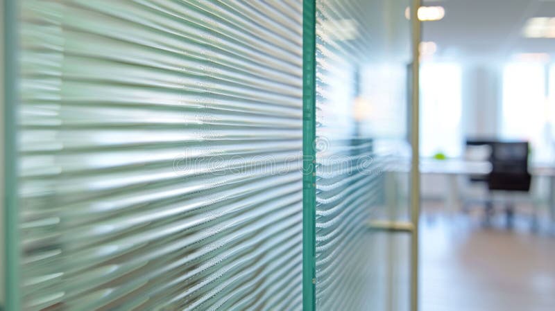 Modern Office Interior with Focus on Textured Glass Partition Stock ...