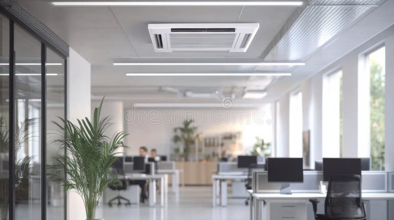 Modern Office Interior with Fresh Plants and Air Conditioning System ...