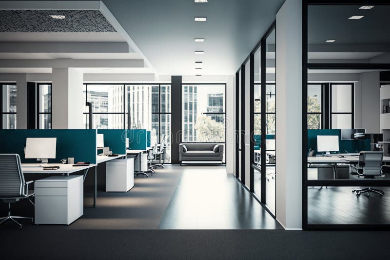 Modern Office Interior. Generative AI Stock Illustration - Illustration ...