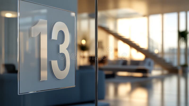 Modern Office Interior with Glass Number 13 Sign Stock Image - Image of ...