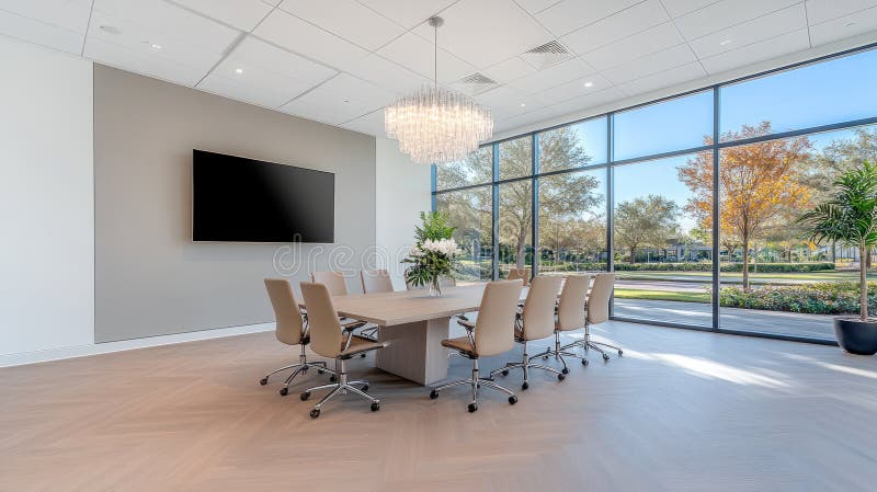 Modern Office Interior with Glass Partitioning and Large Windows ...