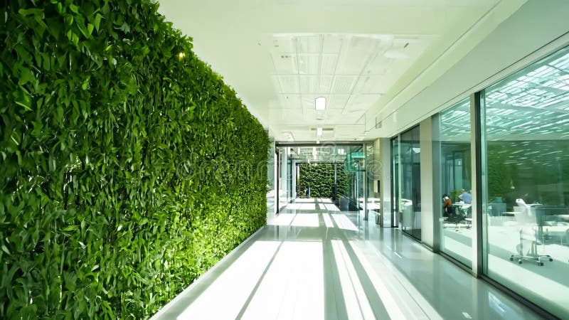 Modern Office Interior with a Green Wall and Natural Light in a ...