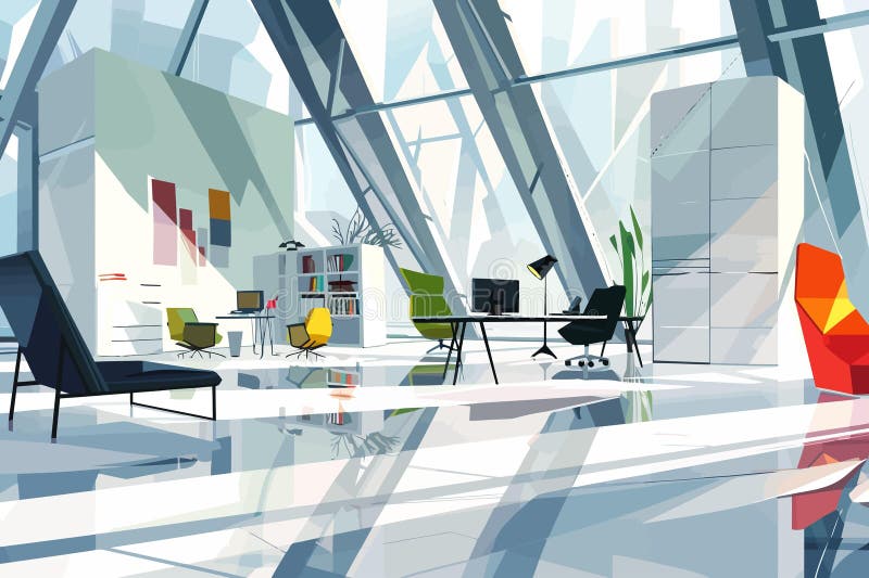 Modern Office Interior stock vector. Illustration of contemporary ...