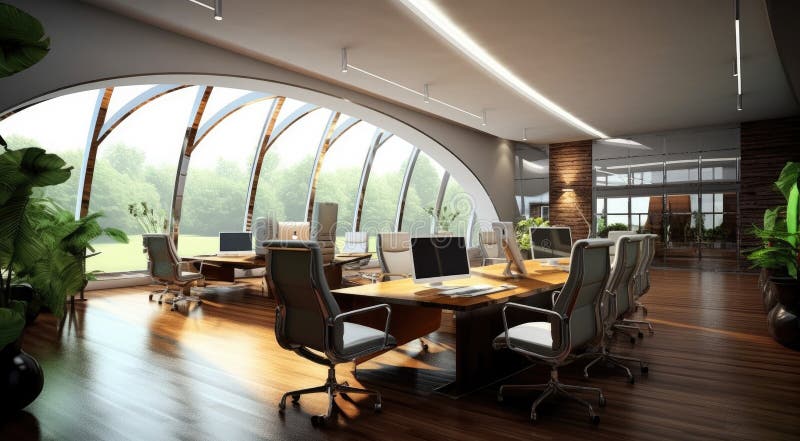 Modern Office Interior Indoor. Generative AI Stock Image - Image of ...