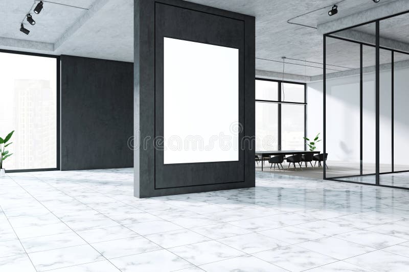 Modern Office Interior with a Large Poster Wall for Advertisement or ...