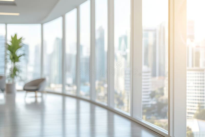 Modern Office Interior with Large Windows and City View in a ...
