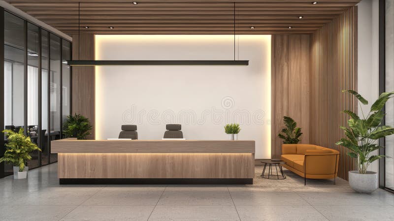 Modern Office Interior Mockup Stock Illustration - Illustration of ...