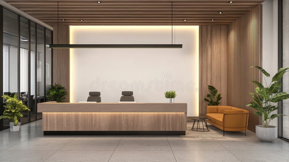 Modern Office Interior Mockup Stock Illustration - Illustration of ...