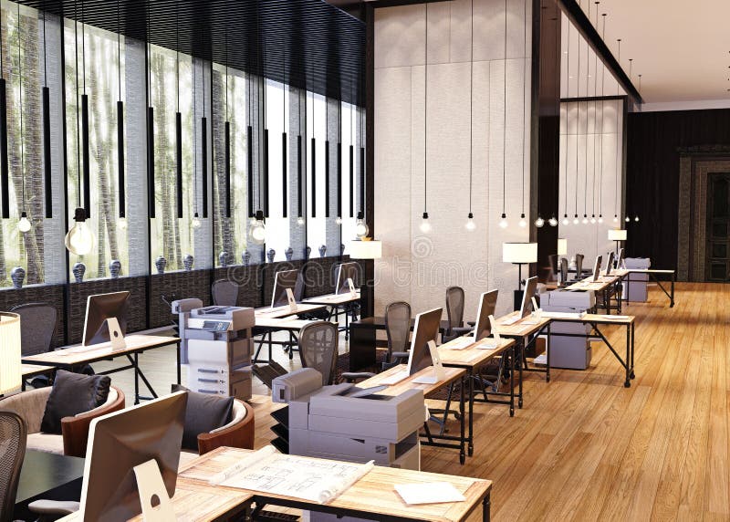 Office rest room interior stock illustration. Illustration of beam ...