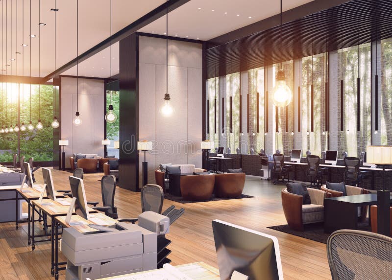 Office rest room interior stock illustration. Illustration of beam ...